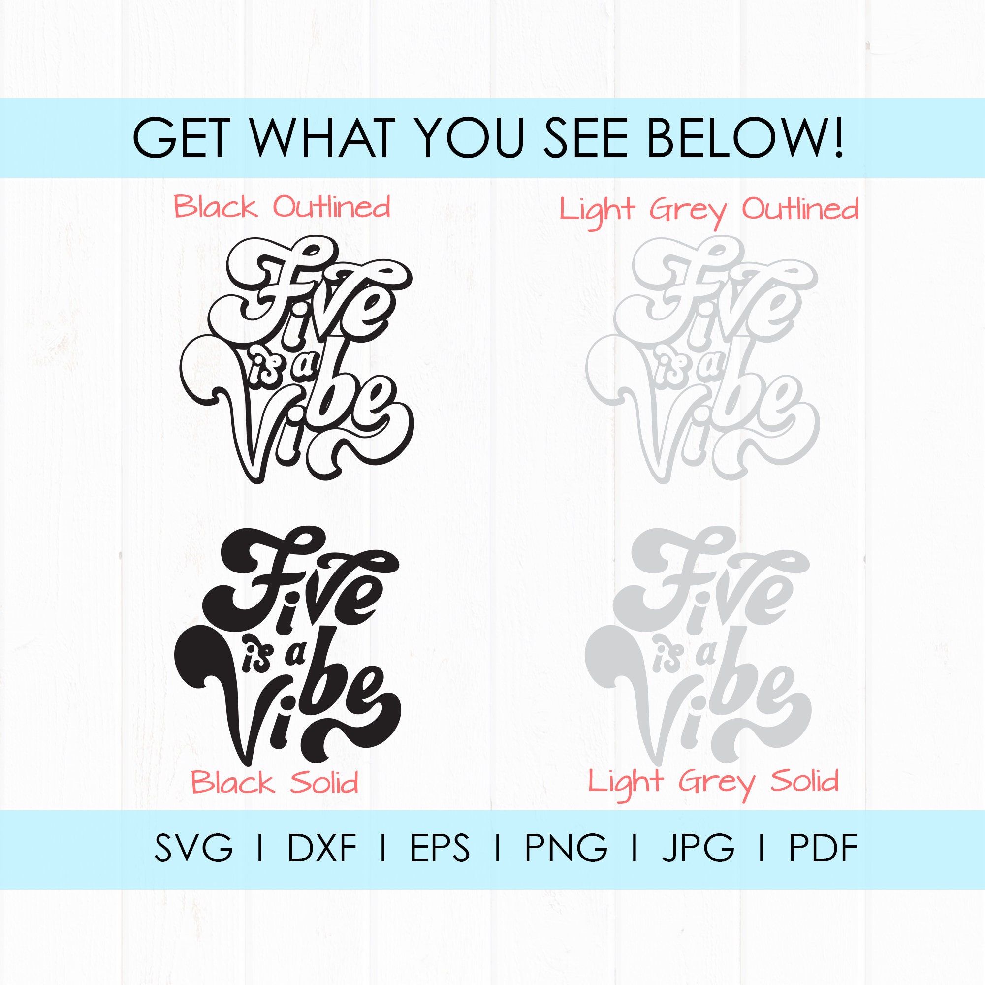Five is a Vibe Svg, Birthday Shirt SVG, Png Cutting Files for Cricut ...