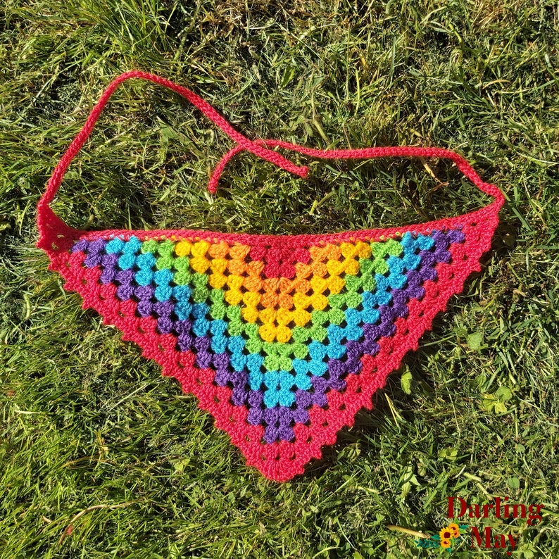 Rainbow Granny Triangle Headscarf Hippie, Festival, Pride - Etsy