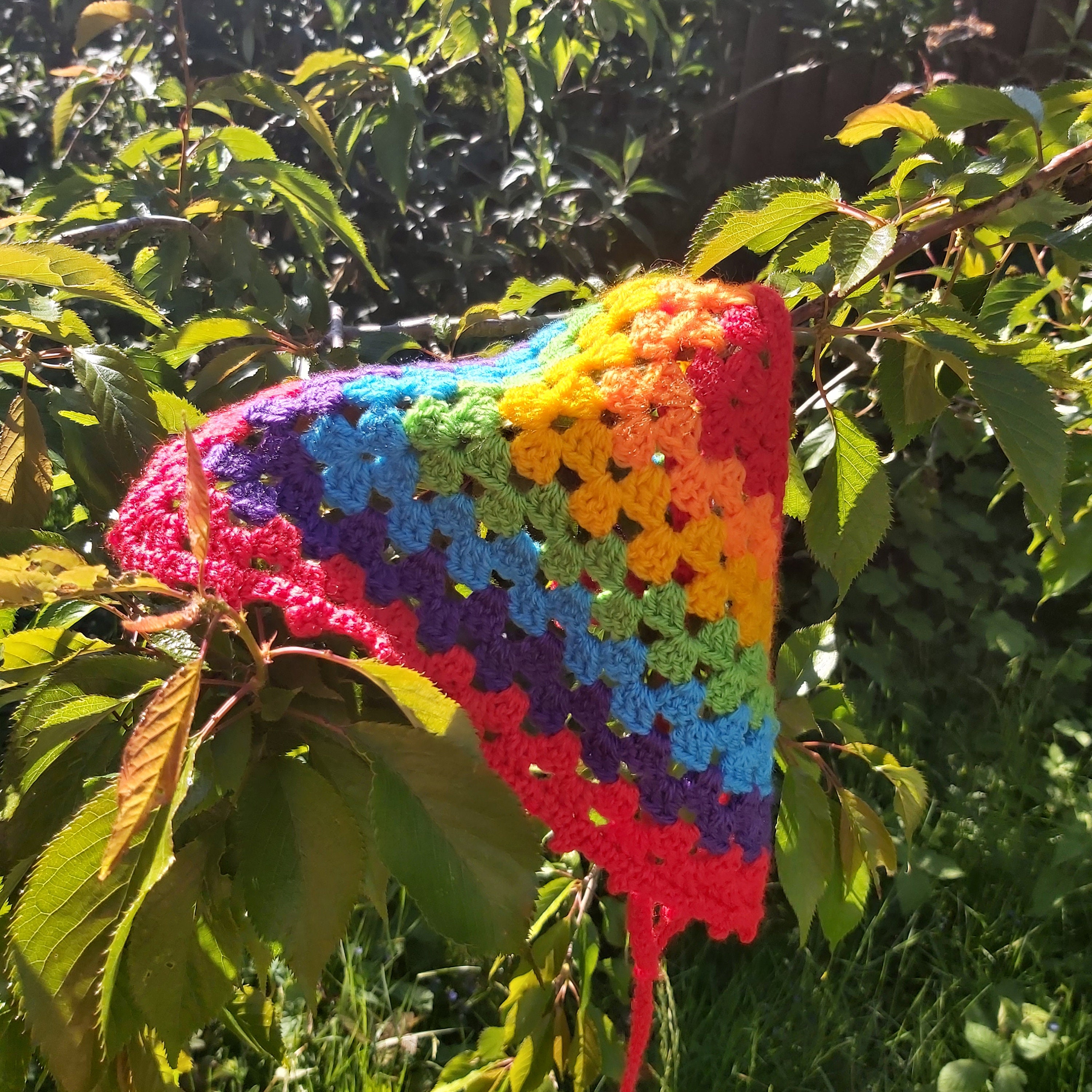 Rainbow Granny Triangle Headscarf Hippie, Festival, Pride - Etsy