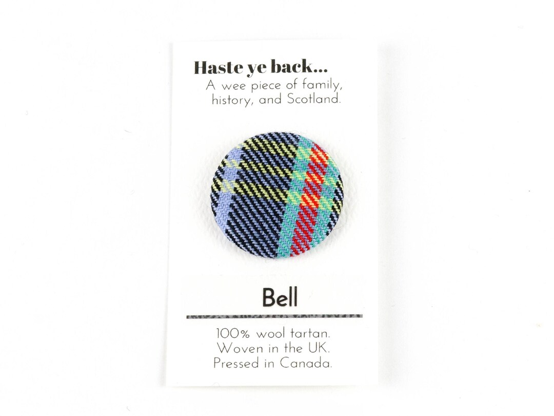 Bell Tartan Button or Magnet: Haste Ye Back - Scotland Tartan, Upcycled ...