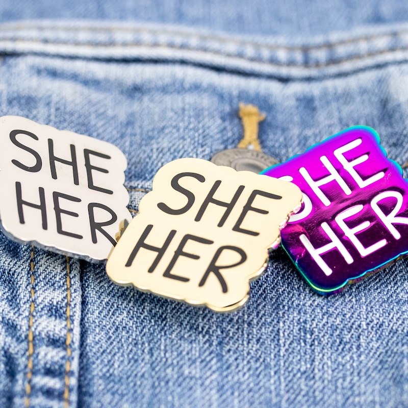 Pronoun Pins - Etsy