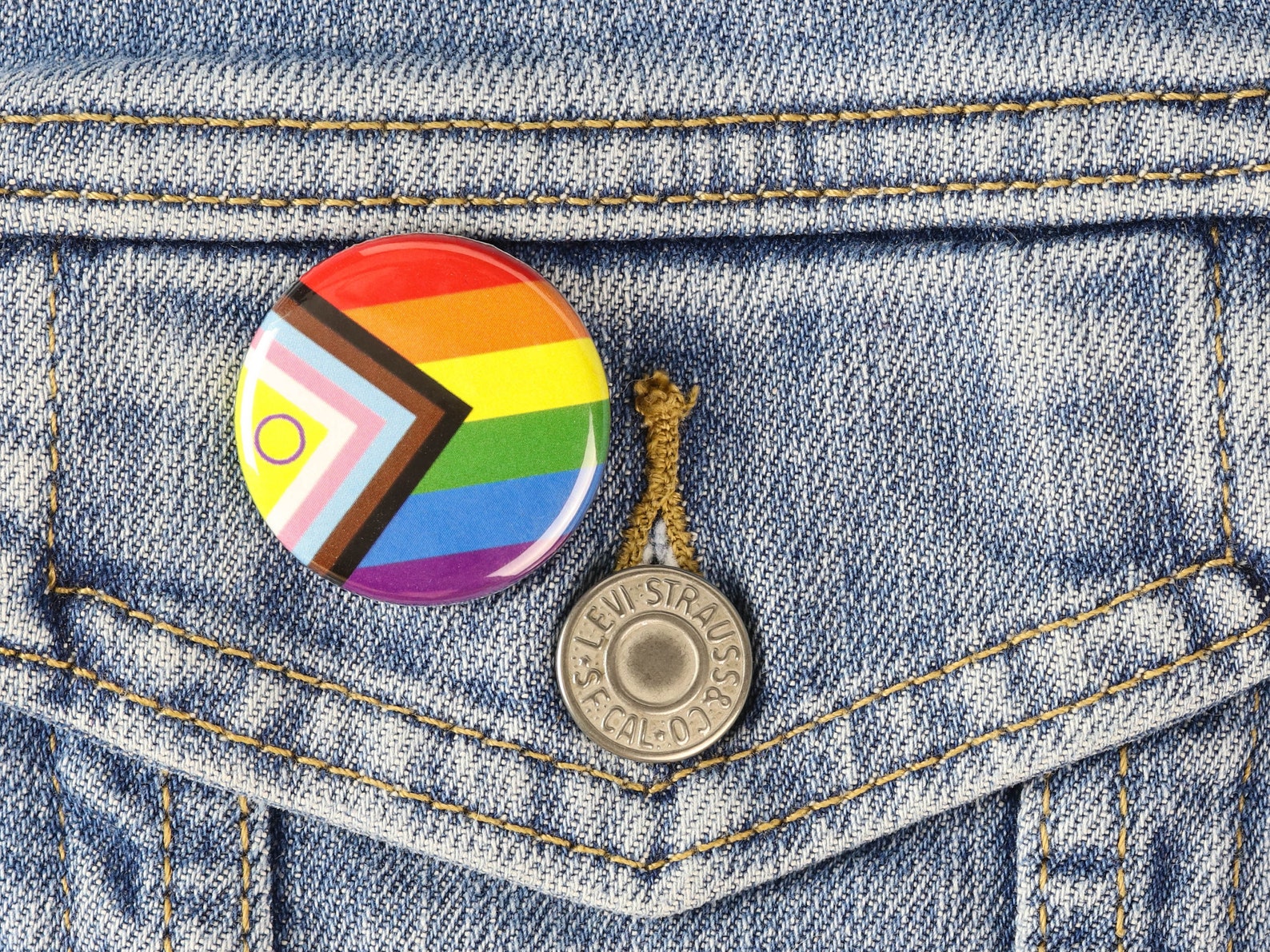 New Progress Pride Flag Now Including Intersex Button or - Etsy