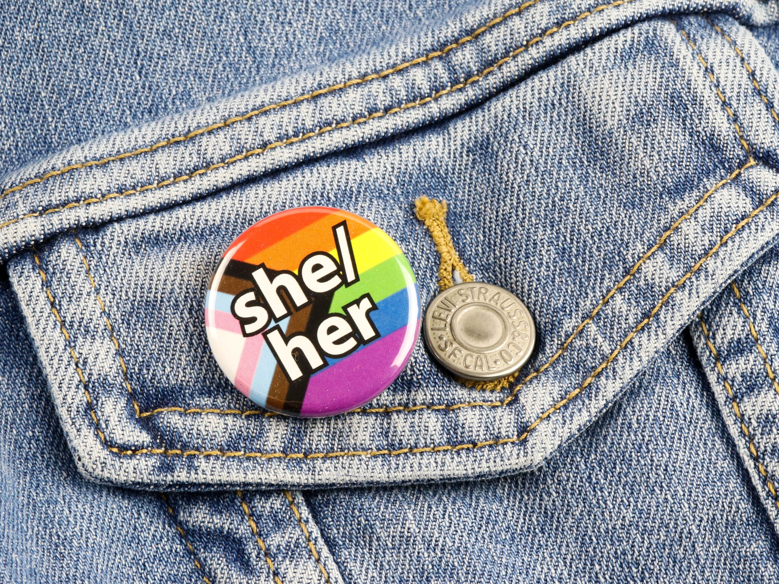 5pk Pride Flag Pronoun Pinback Buttons - Pronoun Magnets- Pick Your ...