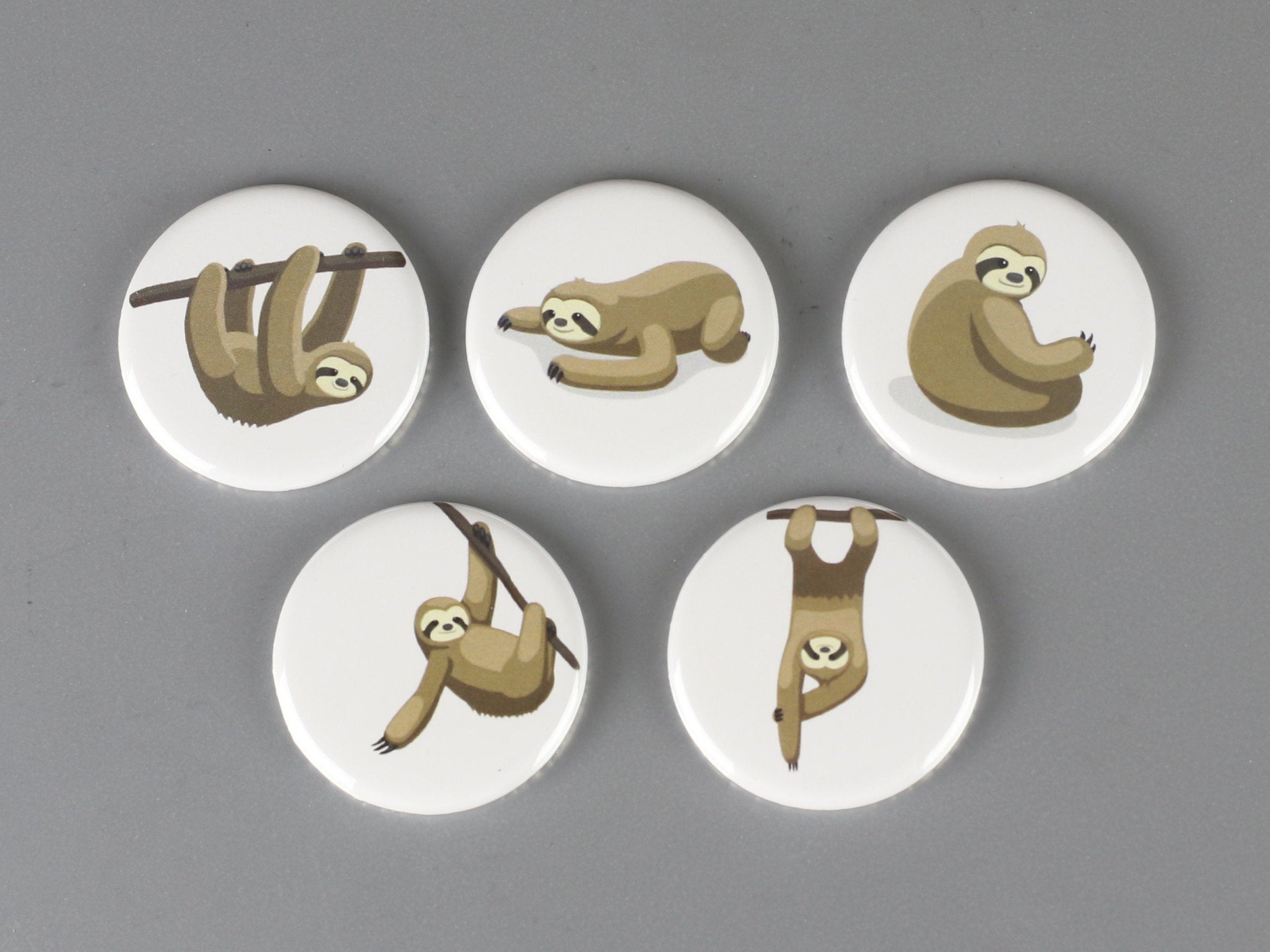 Sloth Magnets Sloth Buttons pack of 5 Sloth Birthday - Etsy Canada