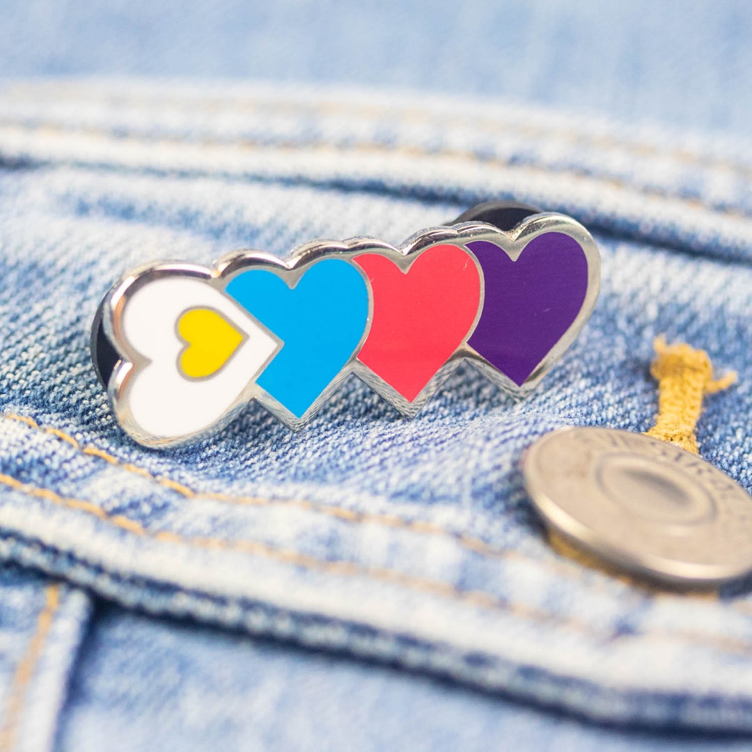 Polyamorous Hearts Enamel Pin - Polyam Pride Pin, Ethical Nonmonogamy ...