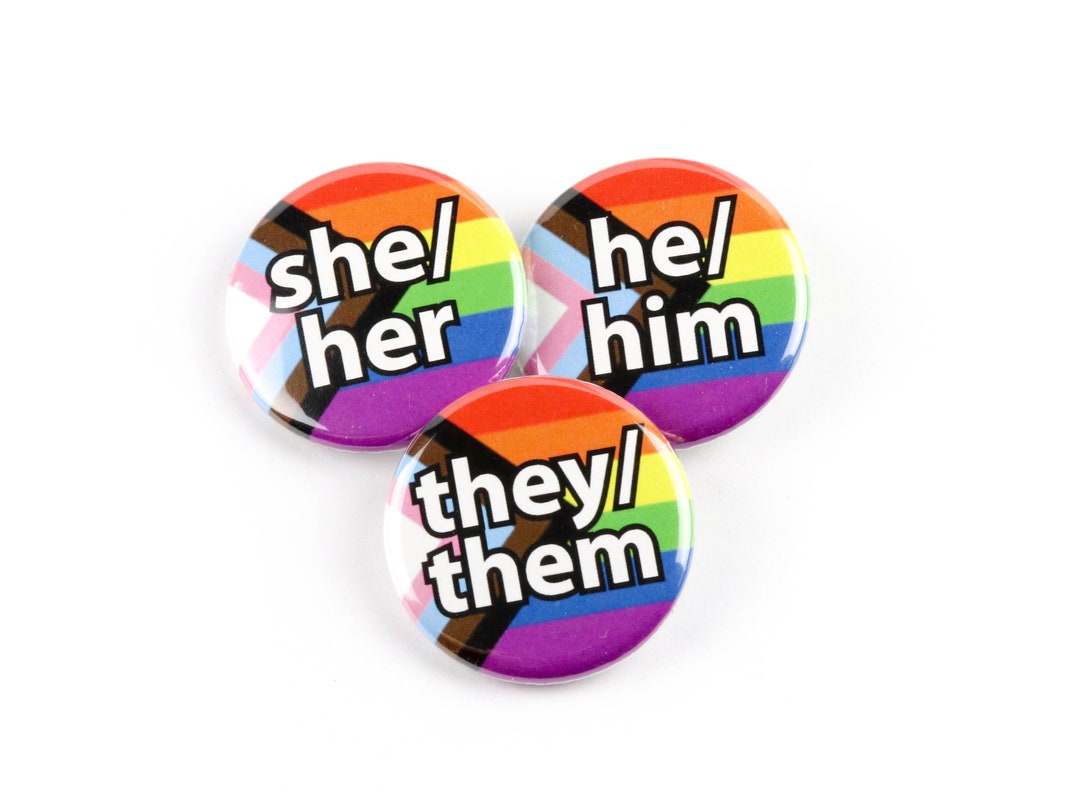 5pk Pride Flag Pronoun Pinback Buttons - Pronoun Magnets- Pick Your ...