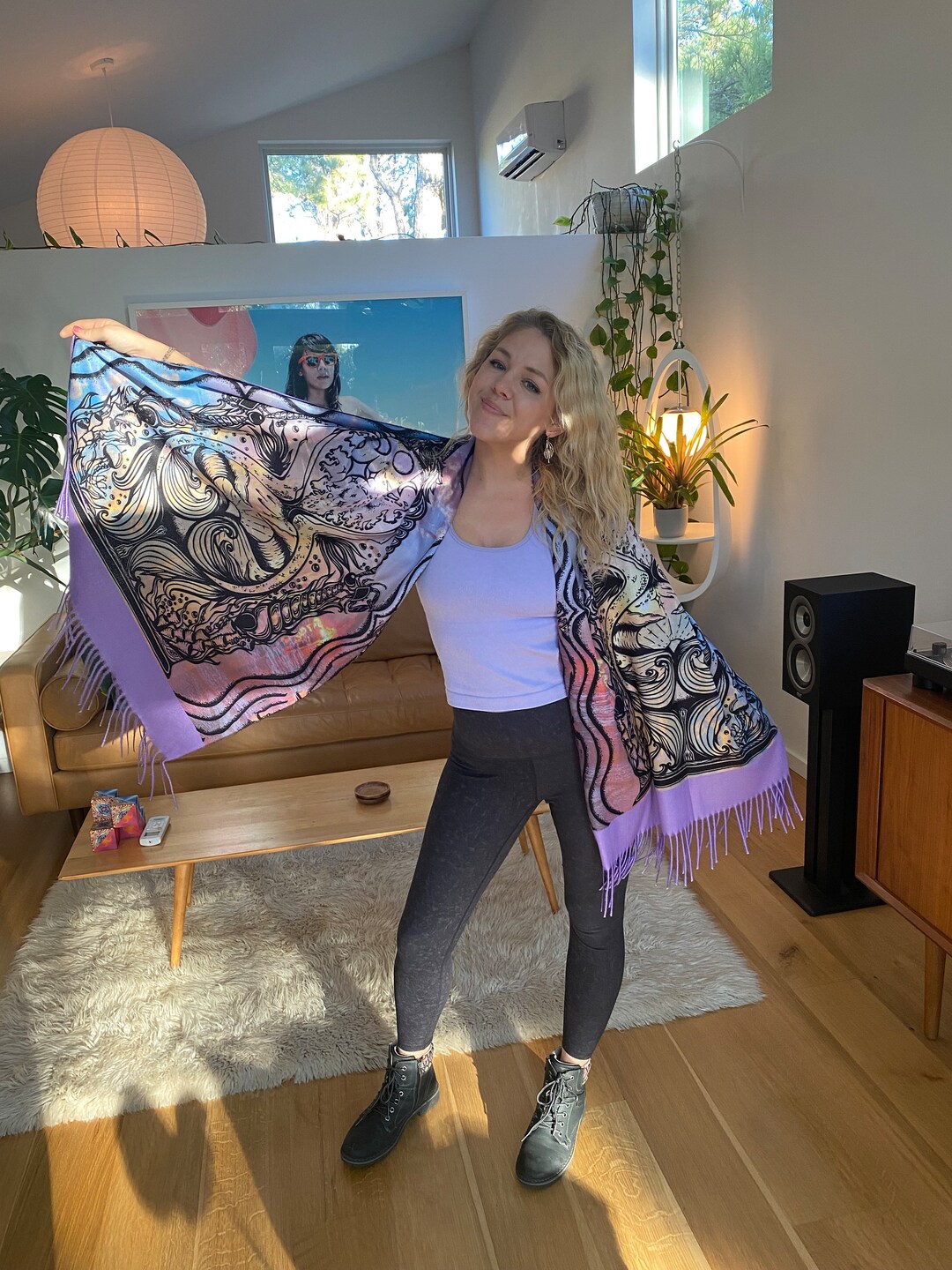 Pashmina / Fathoms Below Mermaid Pashmina / Original Art by Melanie ...