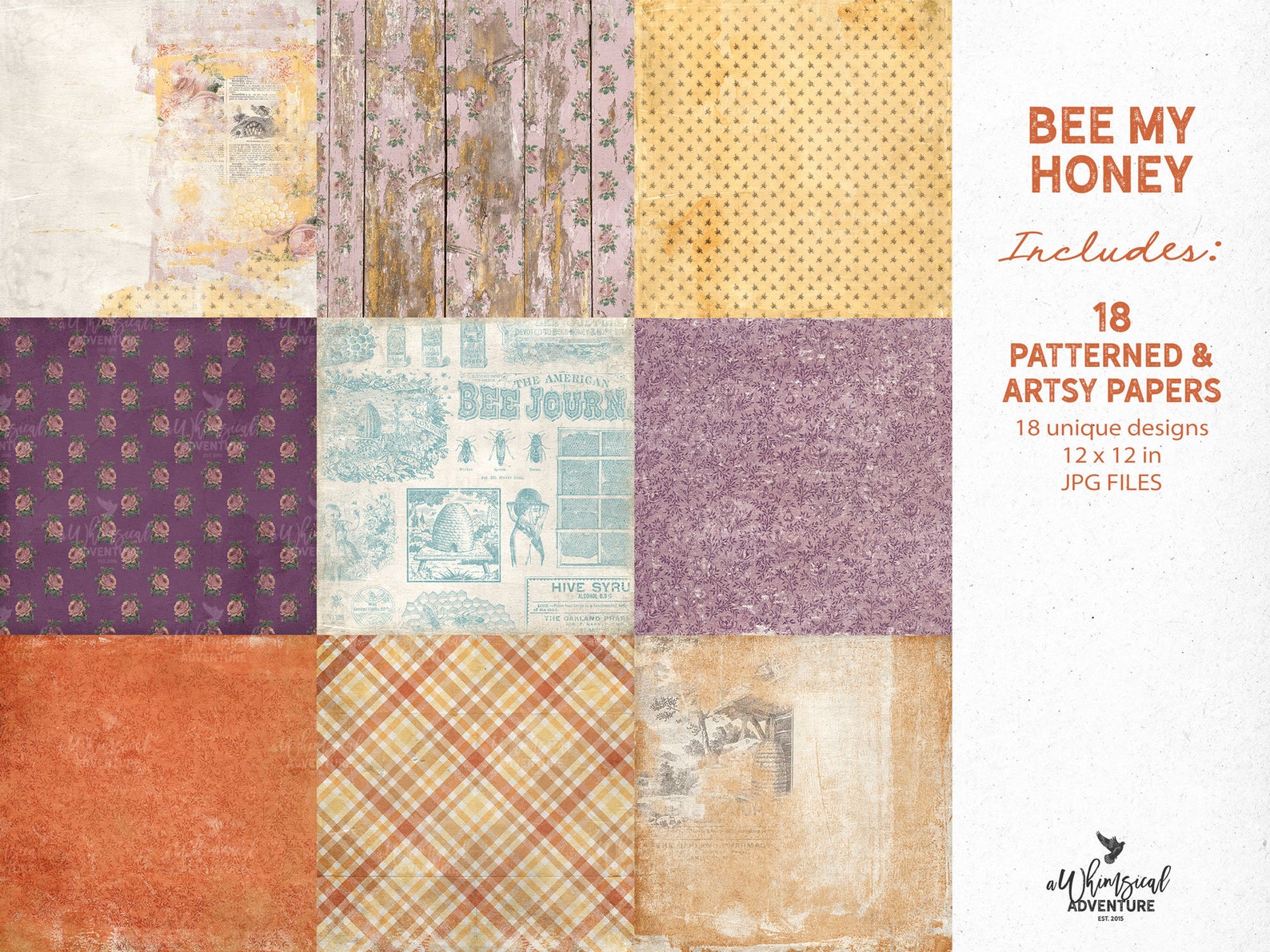 Bee My Honey, Digital Paper, Beekeeper Gift, Save the Bees, Instant ...