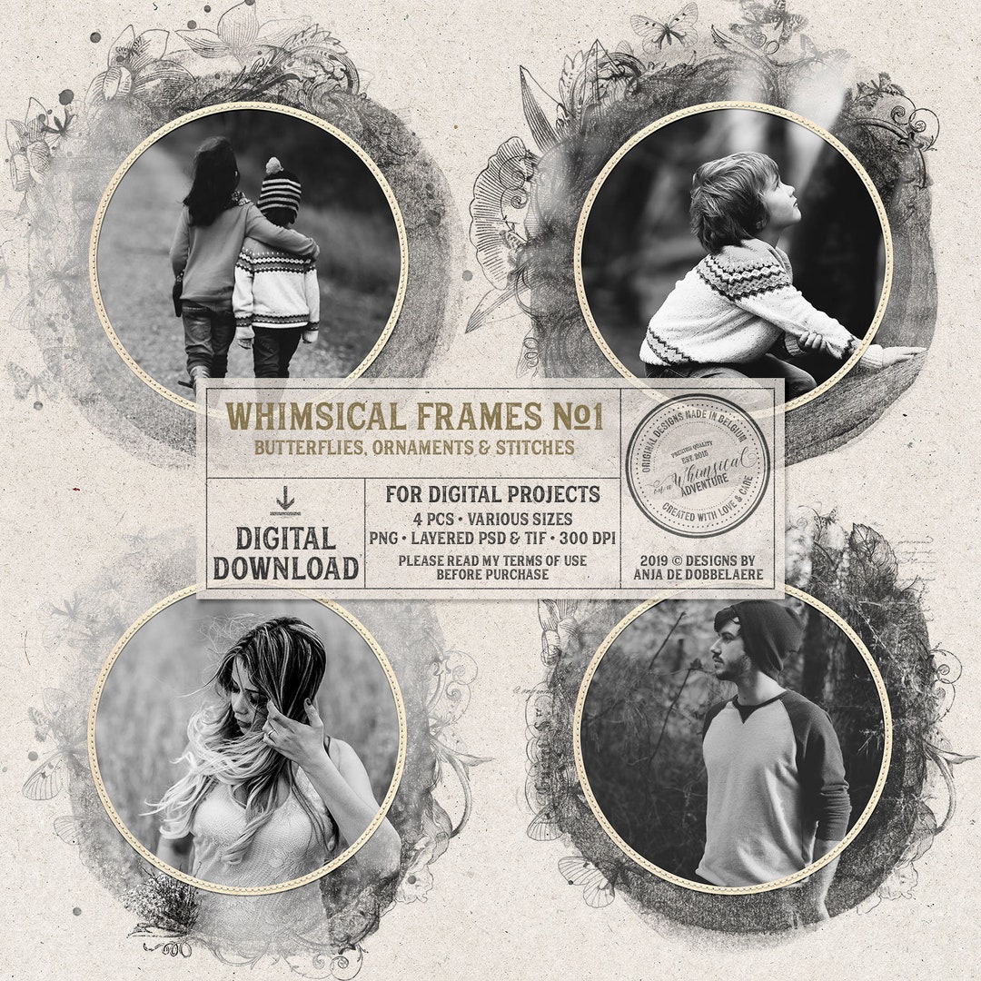 Layered Frame Templates, Round Digital Frames, Instant Download, Paint ...