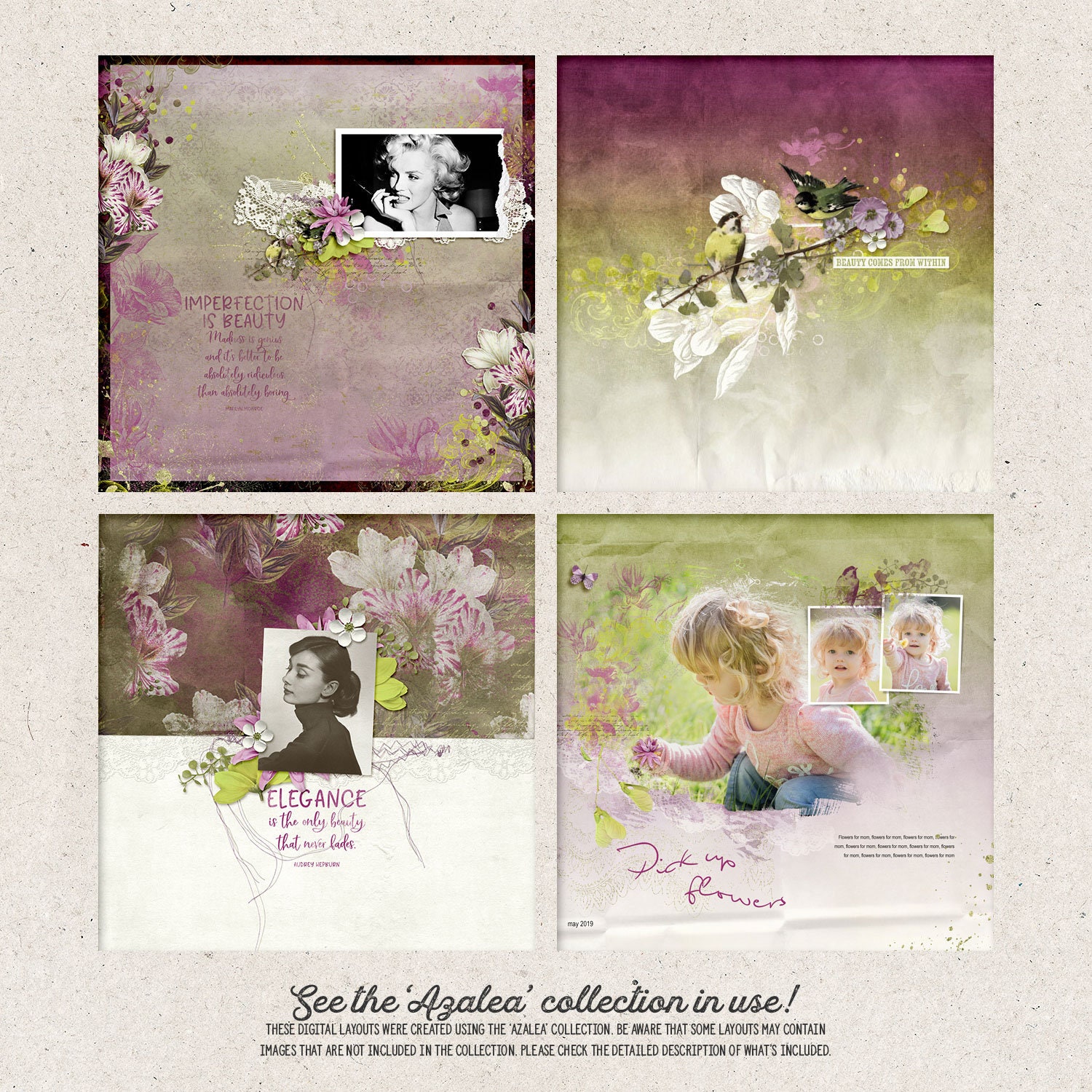 Azalea Scrapbook Elements, Digital Word Art, Instant Download, Gift for ...