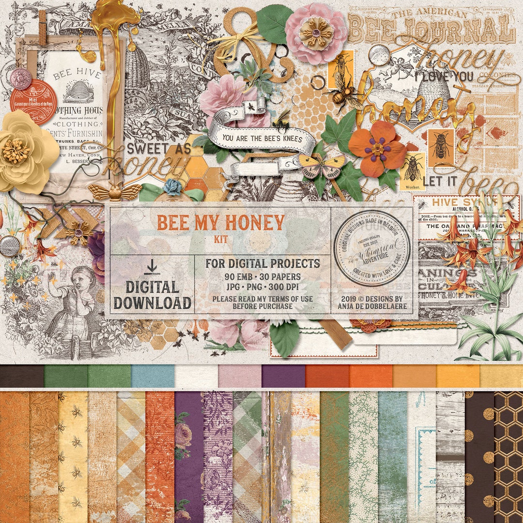 Bee My Honey Digital Scrapbook Kit Beekeeper Gift Save the - Etsy