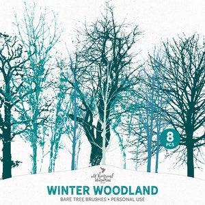 Tree Digital Stamps, Photoshop Brushes, Winter Trees Stamps, Nature ...