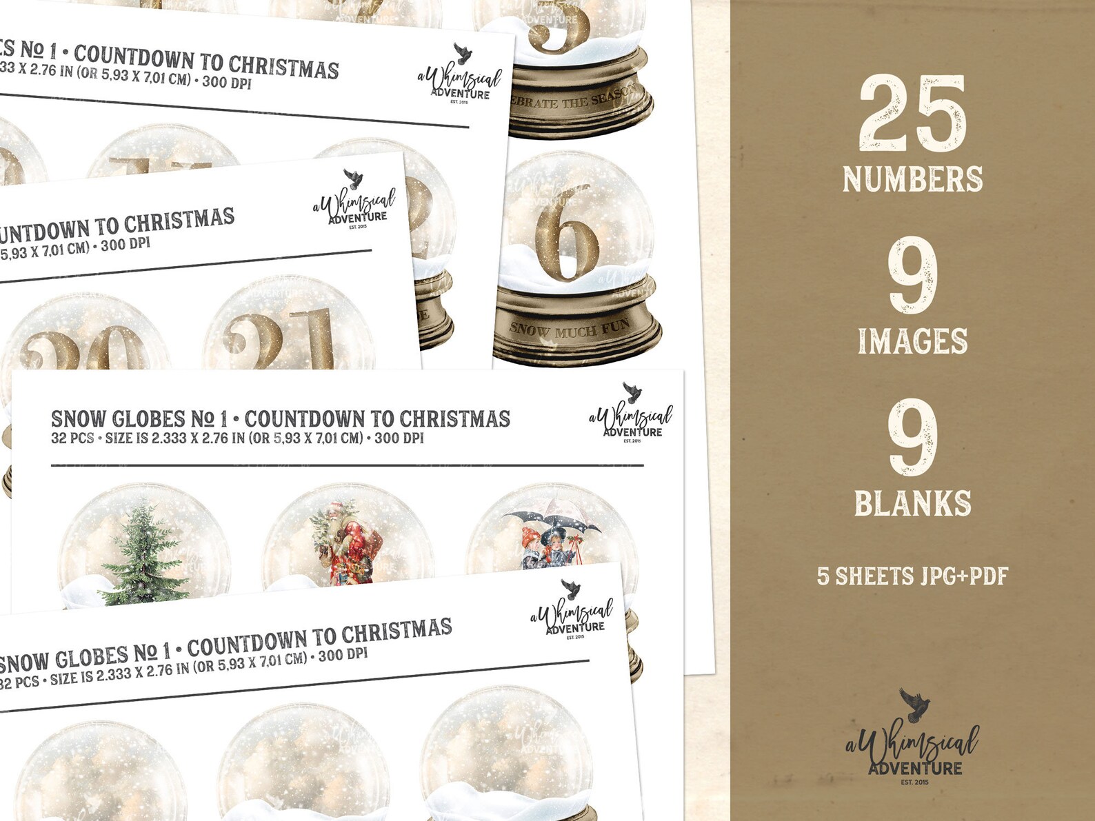 Printable Christmas Snow Globe Countdown for Advent Calendar - Etsy