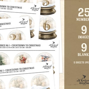 Printable Christmas Snow Globe Countdown for Advent Calendar - Etsy