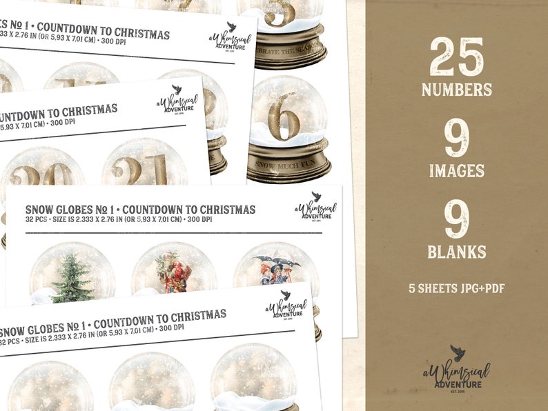Printable Christmas Snow Globe Countdown for Advent Calendar - Etsy