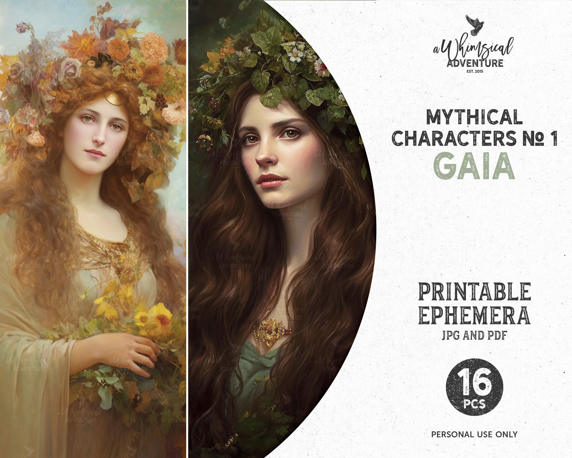 Gaia Mother Earth Greek Mythology Printable Junk Journal Ephemera Pack ...