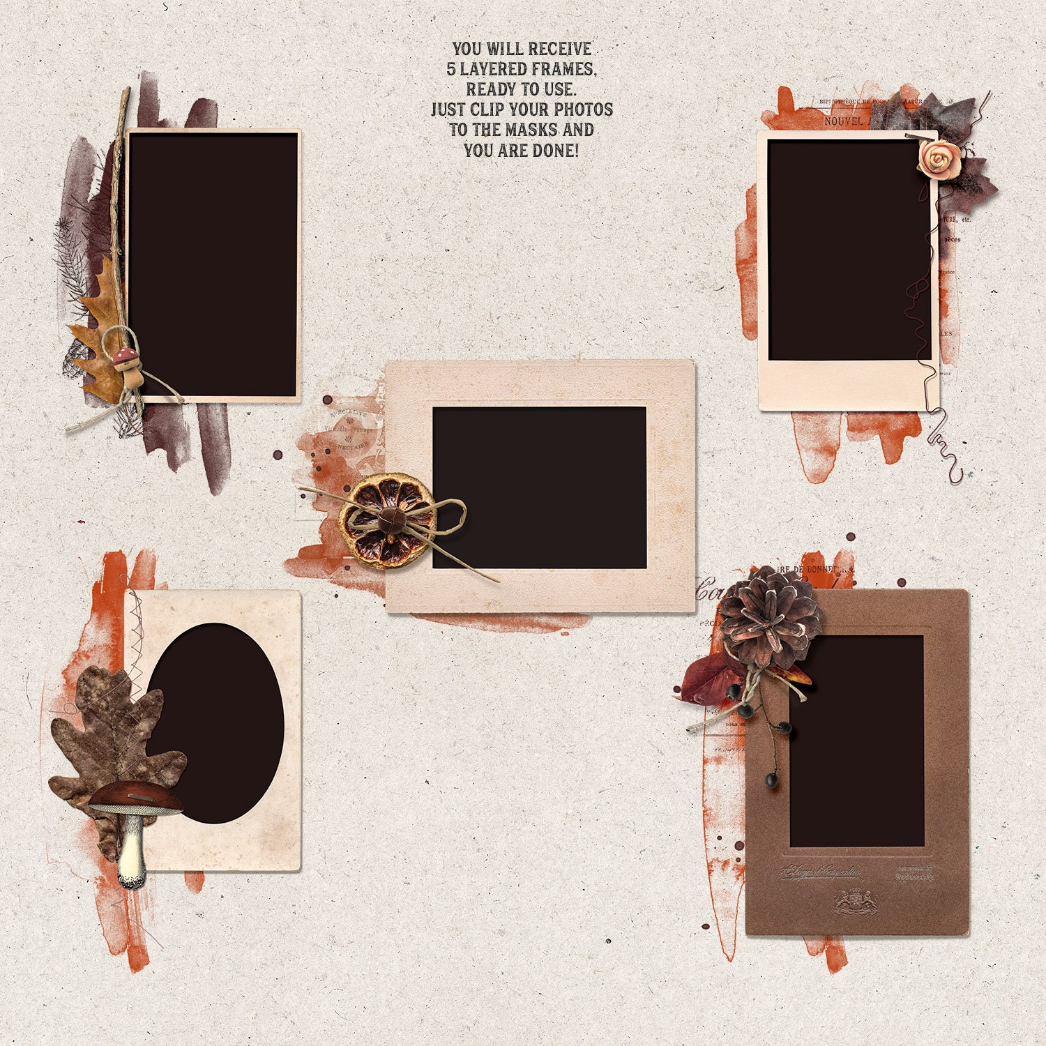 Editable PSD Template Picture Frame Set Fall Themed - Etsy