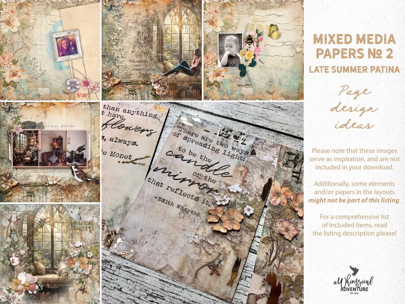 Shabby Grunge Printable Collage Scrapbook Paper, Digital Download Mixed ...