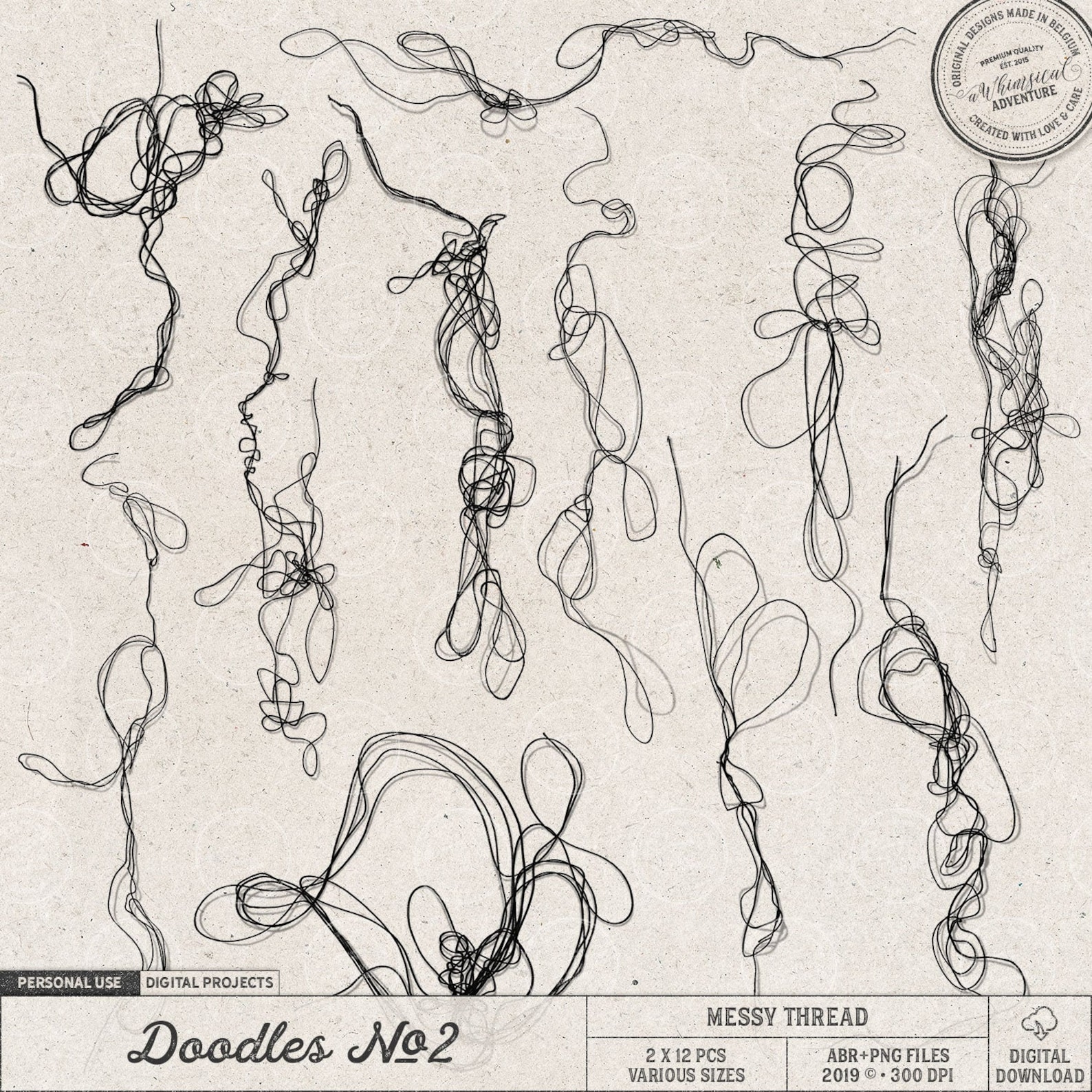 Messy, Loose Threads, Handdrawn Doodle Clip Art, Photoshop Brushes ...