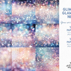 Printable Iridescent Bokeh and Glitter Scrapbook Paper, Digital ...