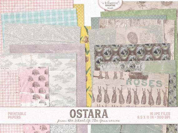 Ostara Printable Papers Shabby Chic Textures Wheel of the - Etsy