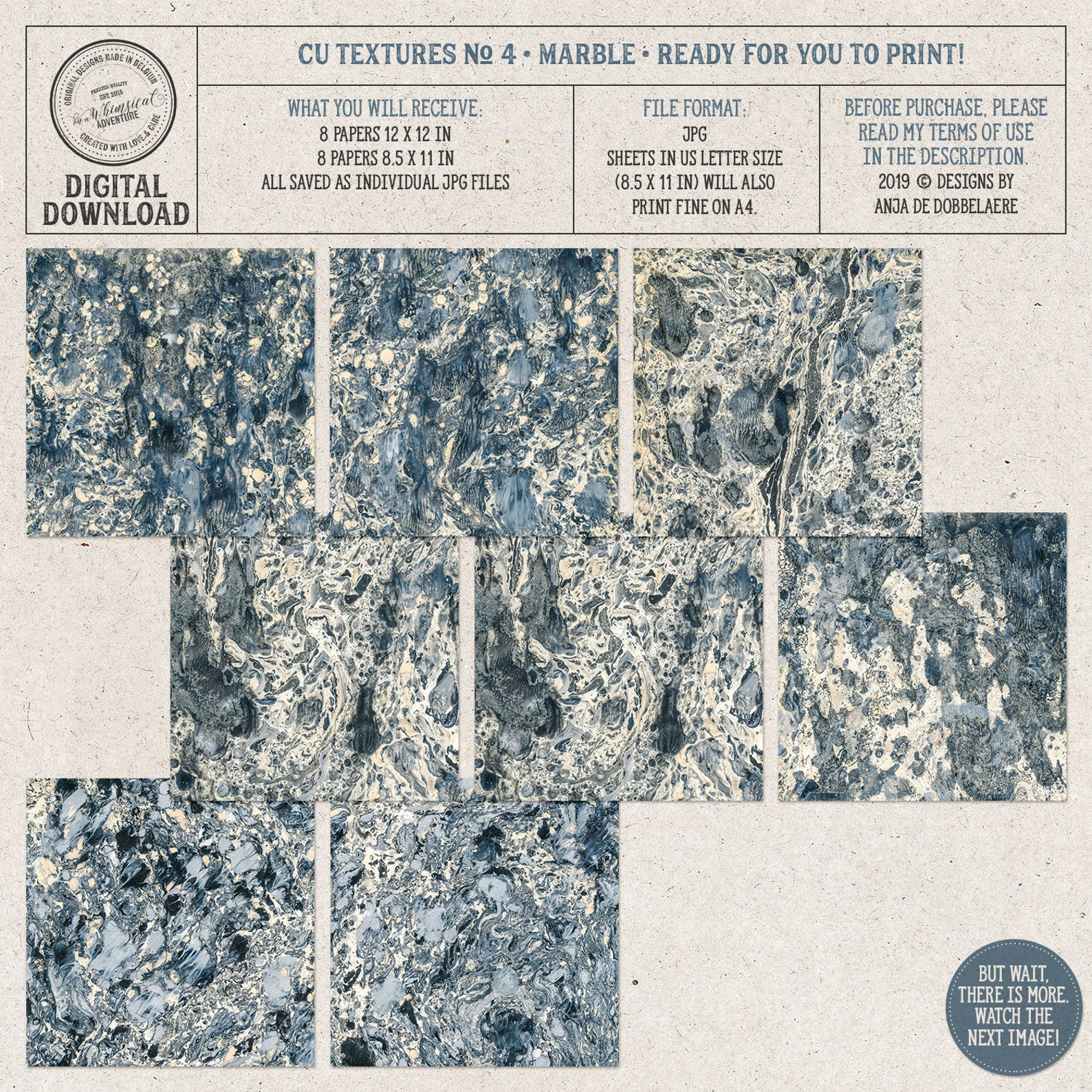 Blue Marble Paper Unique Marble Print Handmade Modern - Etsy