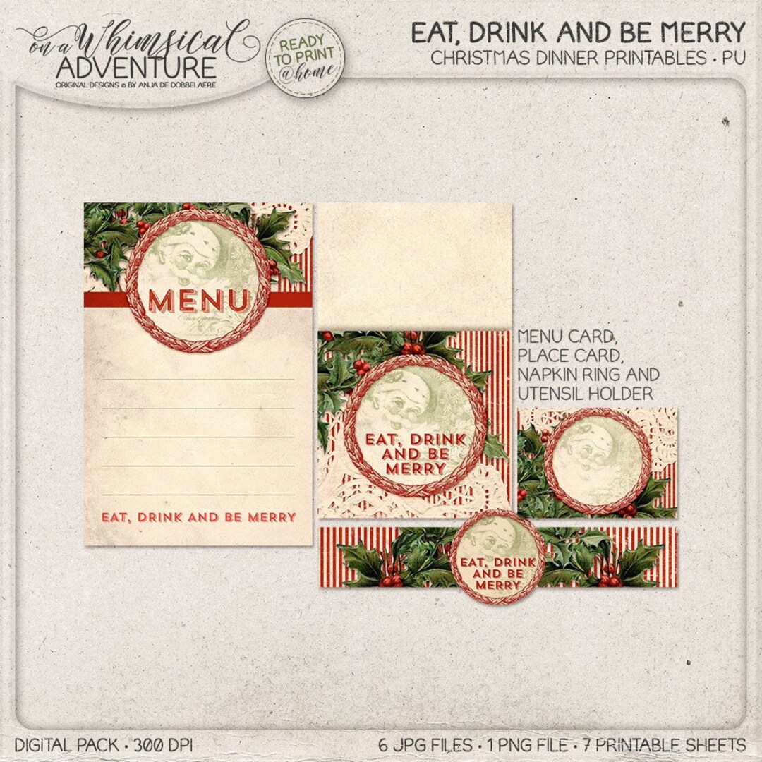 Christmas Table Decorations, Instant Download, Paper Napkins Rings ...