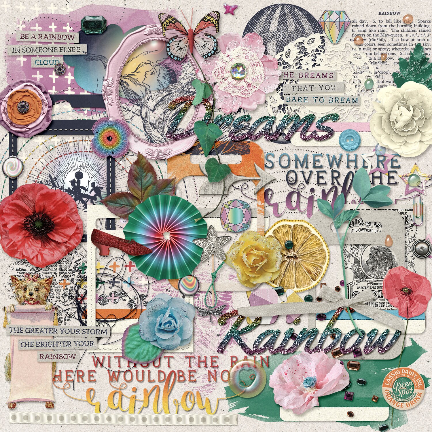 Rainbow Digital Scrapbooking Elements Digital Download - Etsy