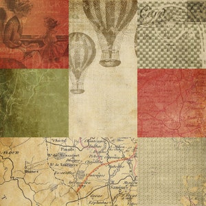 Old Map, Vintage Style, Grunge Paper Texture, Digital Paper Pack ...