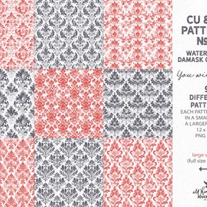 Transparent Watercolor Damask Overlays PNG Files Designer Tools ...