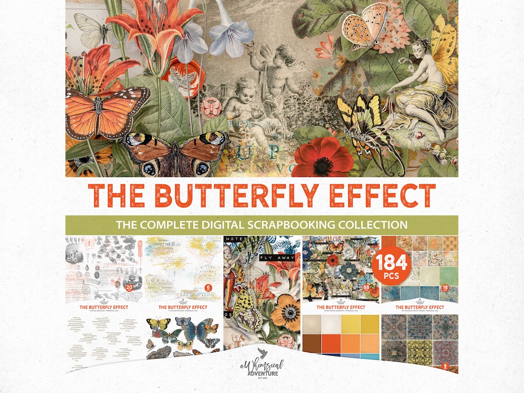 Butterfly Scrapbook Bundle, Vintage Butterflies, Papers and ...