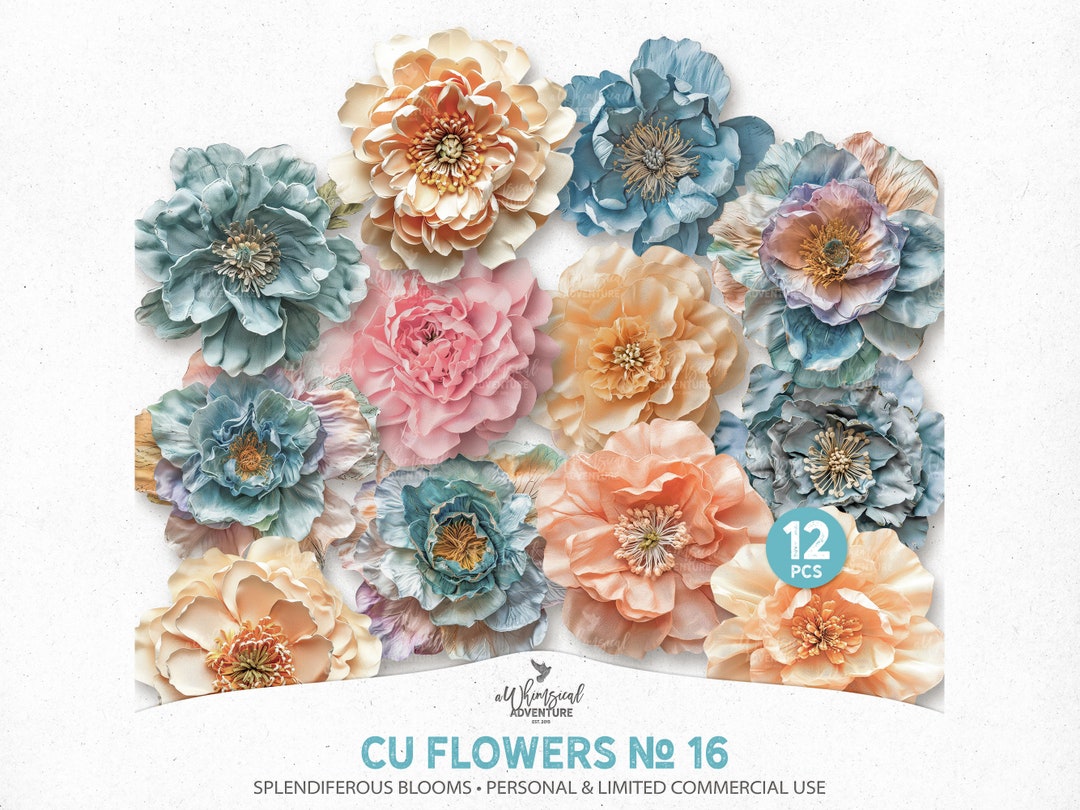 Pastel Spring Flowers PNG Clipart Files, Digital Download Floral ...