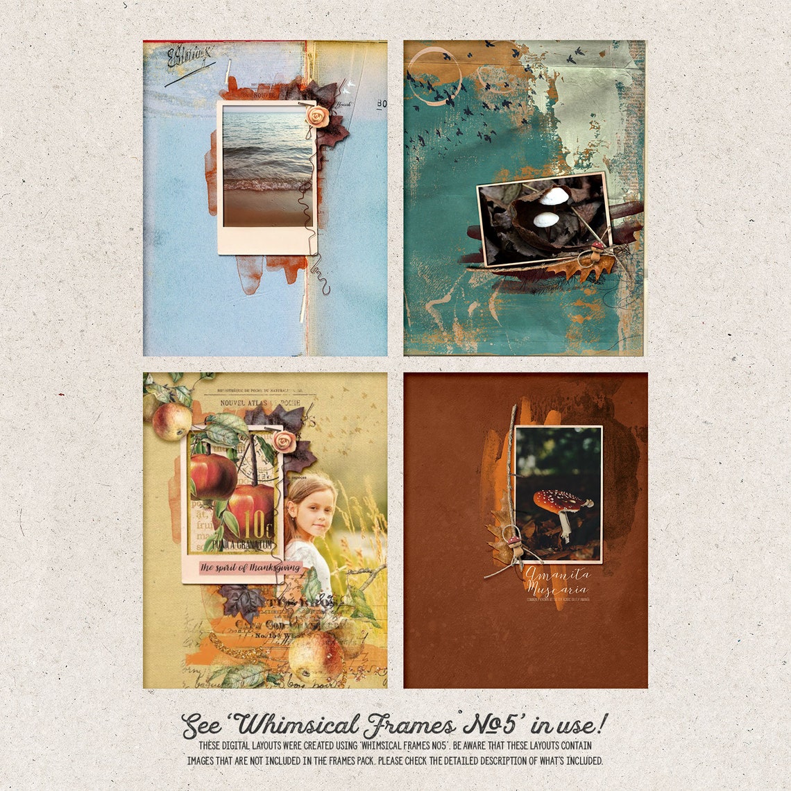 Editable PSD Template Picture Frame Set Fall Themed - Etsy