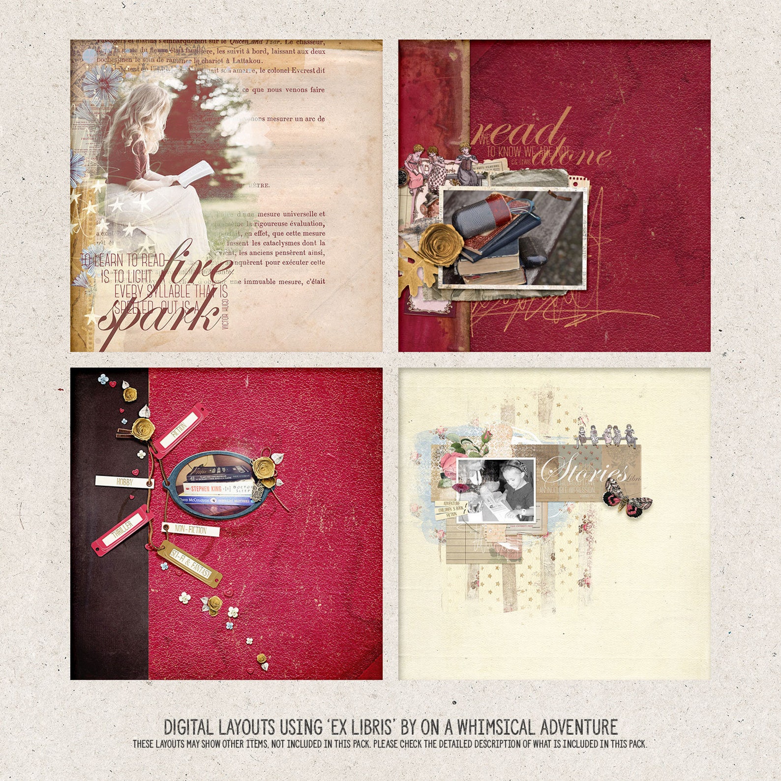 Ex Libris, Digital Scrapbook Embellishments, Librarian Gift, Scrapbook ...