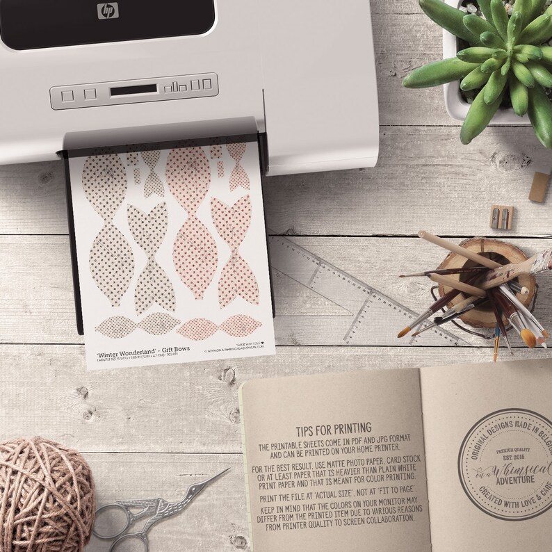 Printable Paper Bow, Bow Template, Instant Download, DIY Christmas Gift ...