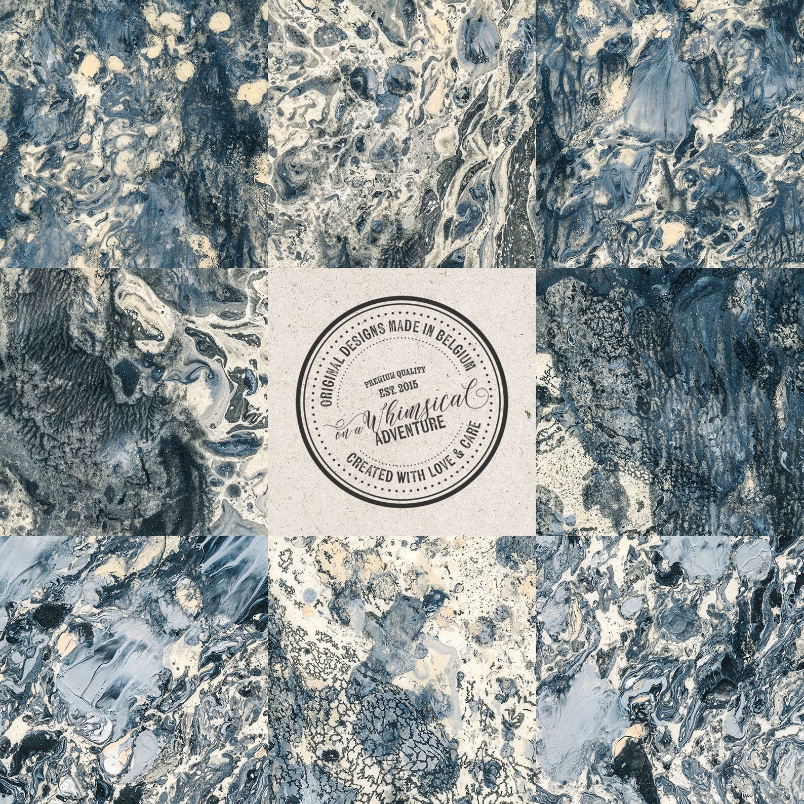 Blue Marble Paper Unique Marble Print Handmade Modern - Etsy