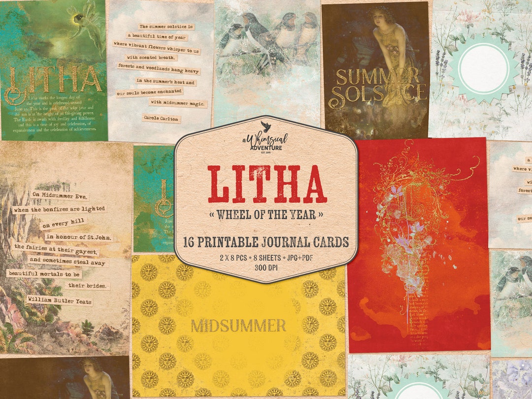 Litha Printable Journaling Cards Junk Journal Collage Sheet - Etsy