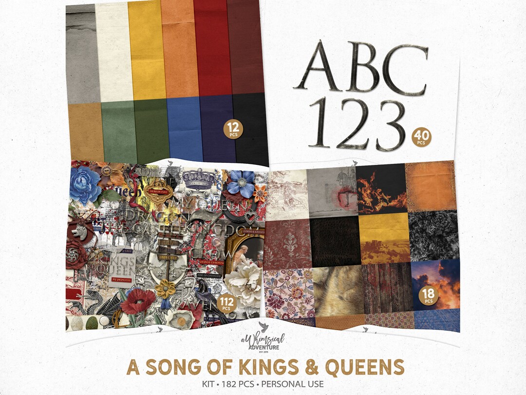 Medieval Royal Fantasy Scrapbook Kit With Knights and Dragons, Kings ...