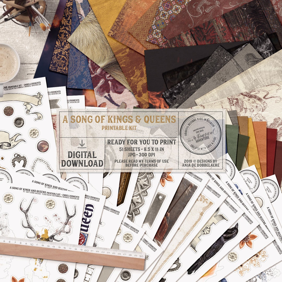 Medieval Style Printable Scrapbook Kit, Digital Scrapbook, Fantasy Junk ...