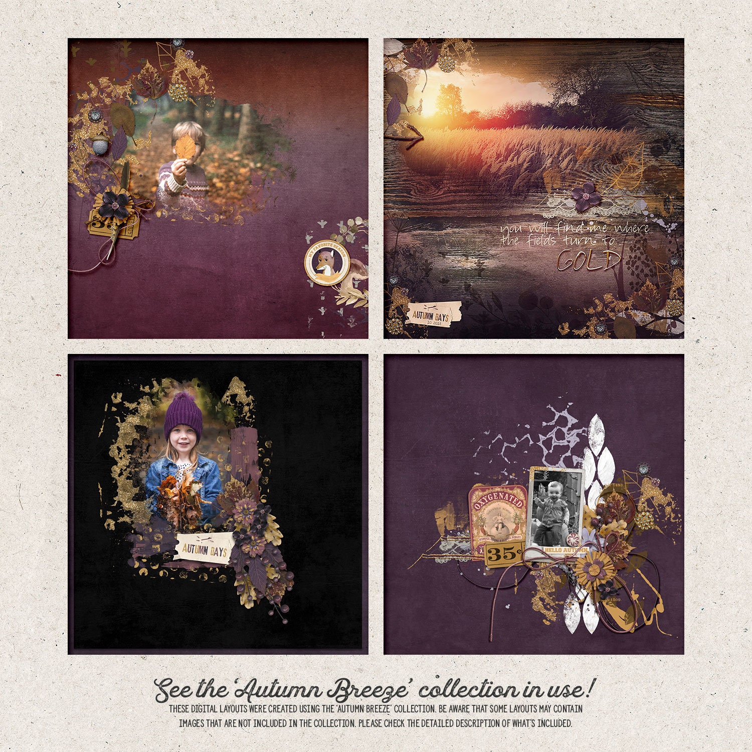 Autumn Decor, Scrapbook Kit, Craft Kit, 12x12 Papers, Fall Colors ...