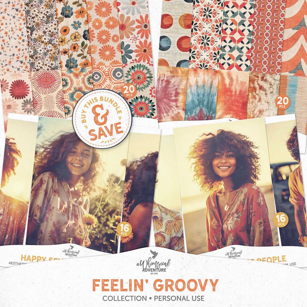 Feeling Groovy 70s Retro Printable Papers and Aesthetic Retro Style ...