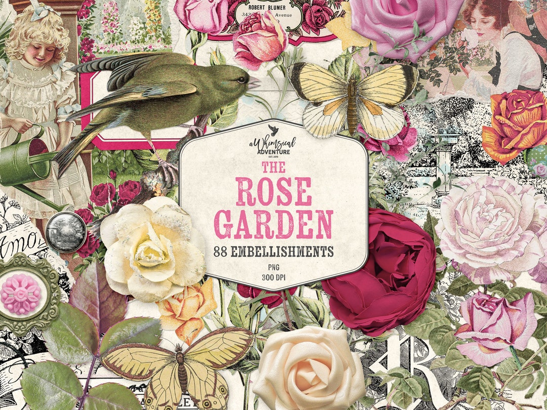 Rose Garden Scrapbook Elements - Shabby Chic - Roses Clipart - Mixed ...