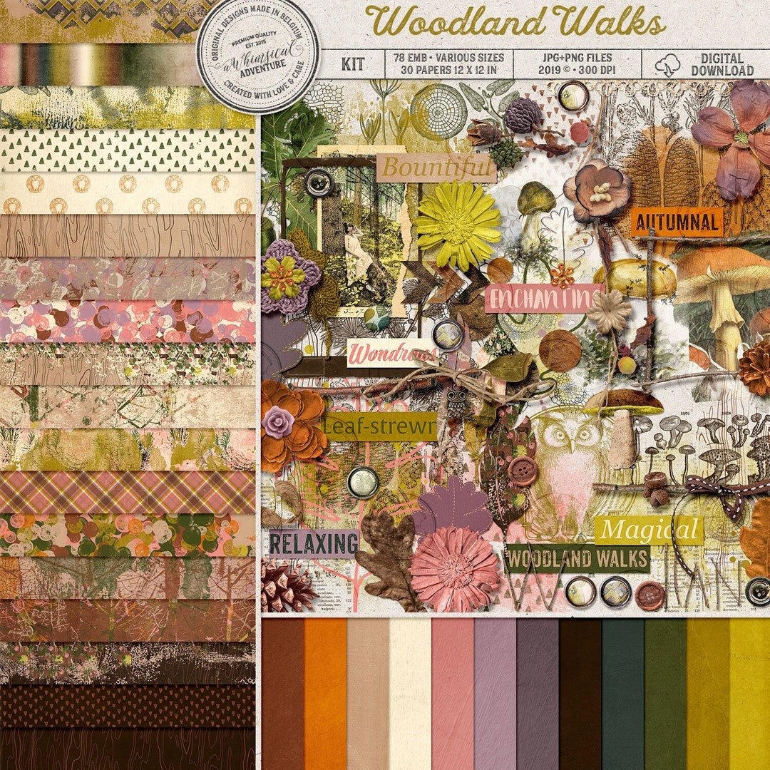Woodland Scrapbook Kit Digital Download Enchanted Forest - Etsy
