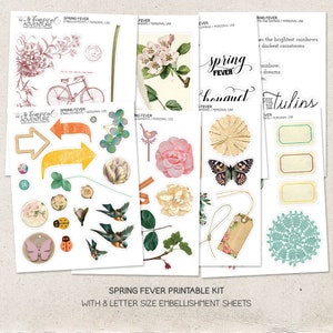 Spring Garden, Collage Sheets, Junk Journal, Printable Stickers, Paper ...