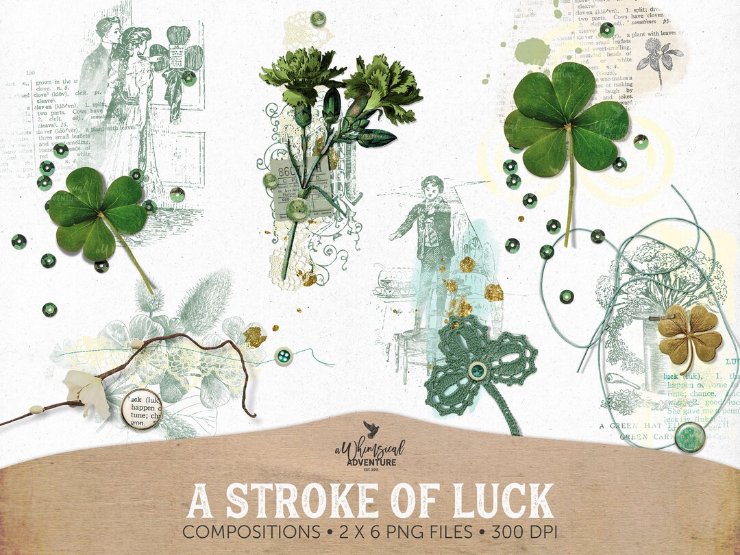 Digital Irish Shamrock Overlays, St Patricks Day Clip Art, Lucky Clover ...