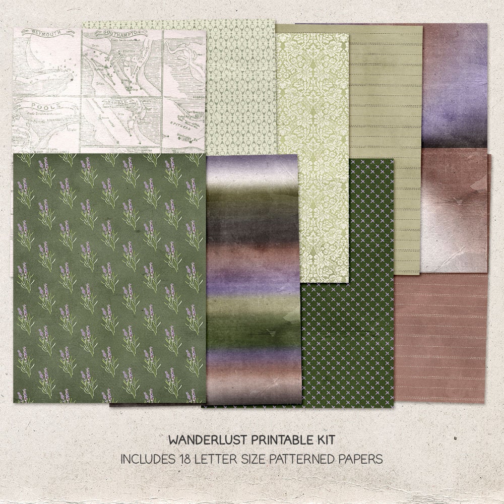 Travel Journal, Printable Stickers, Scrapbook Papers, Digital Download ...