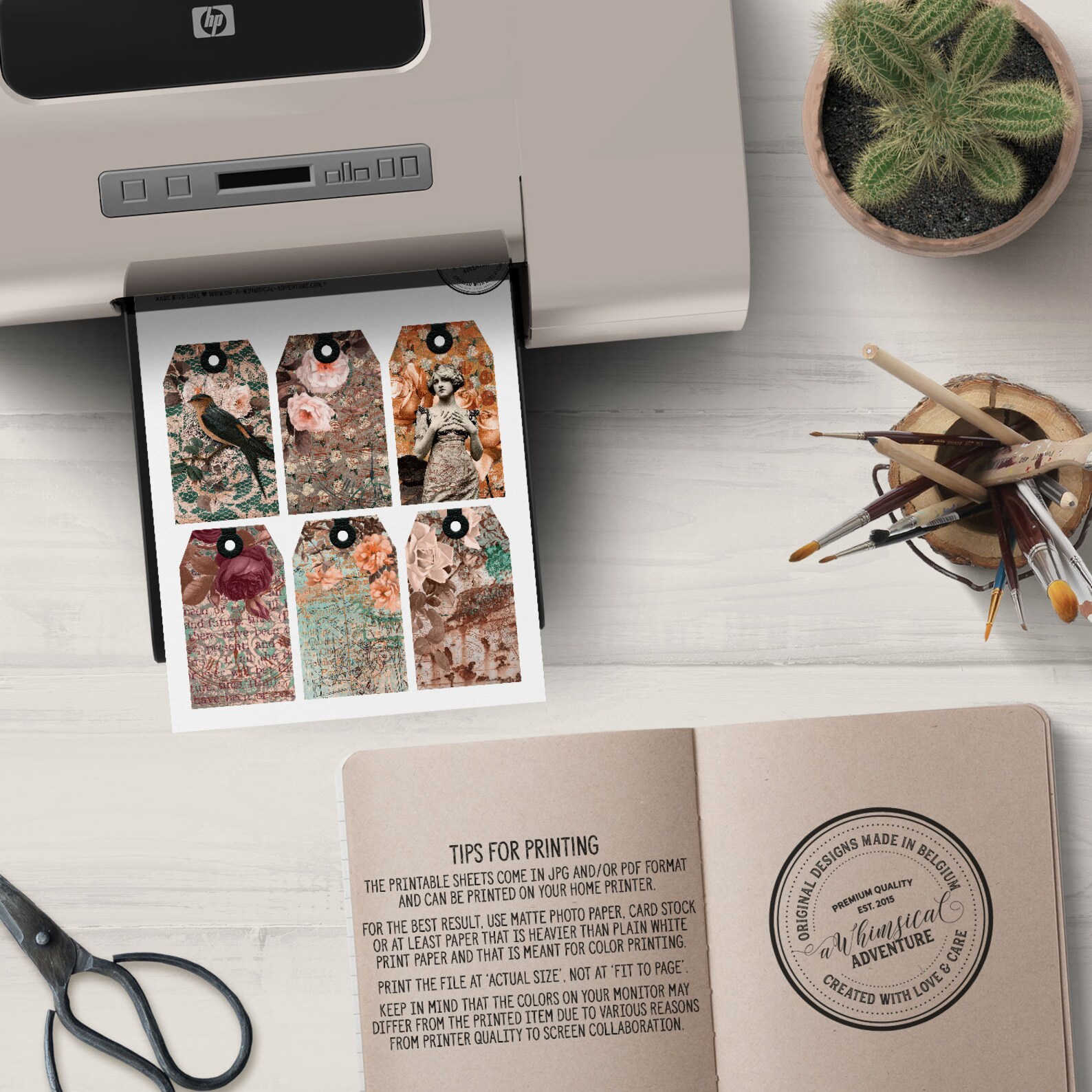 Printable Hang Tags With Leather Reinforcement, Steampunk, Industrial ...