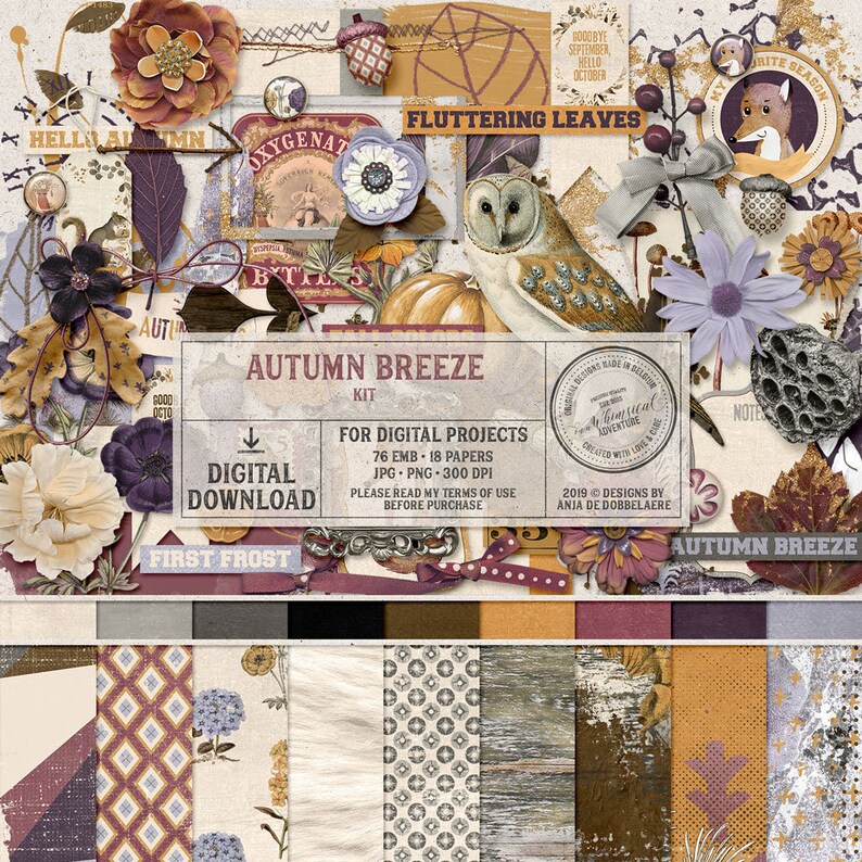 Autumn Decor Scrapbook Kit Craft Kit 12x12 Papers Fall | Etsy