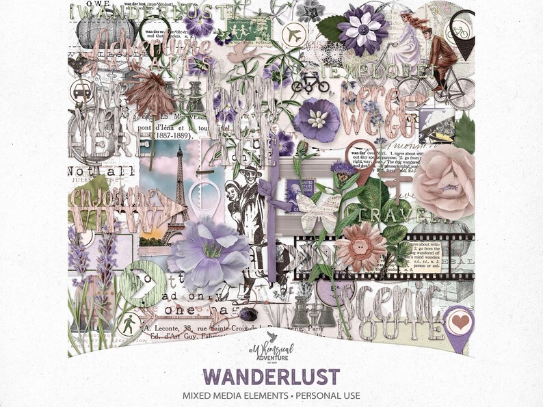 Wanderlust Clip Art, Instant Download, Digital Scrapbooking Elements ...