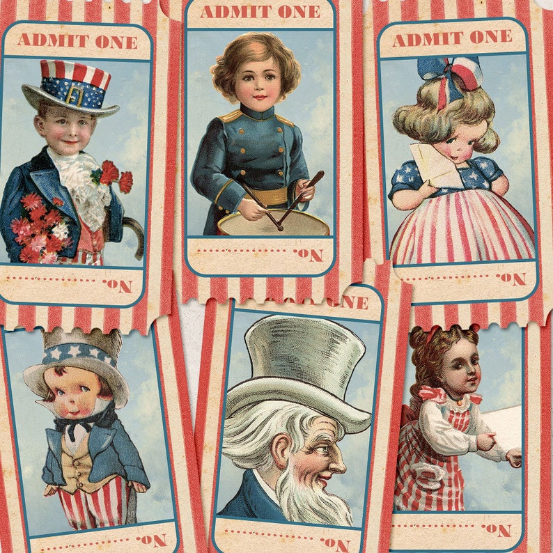 Raffle Tickets Admit One Stars and Stripes 4th of July Red | Etsy